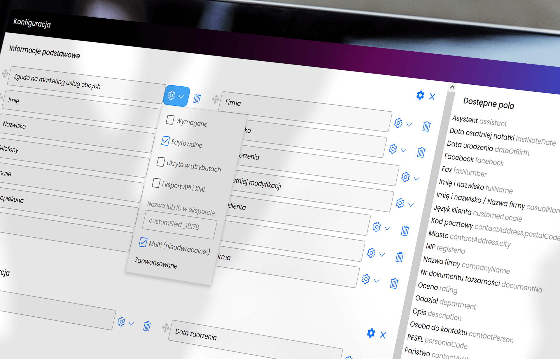 Multi Custom Field'y dla działów Firma, Kontakty i Leady | ASARI